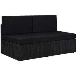 MAISONCHIC Modulares 2-Sitzer-Sofa Gartensofa Loungesofa Sitzgruppe Poly Rattan Schwarz DE37523