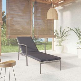 MAISONCHIC Gartenliege Sonnenliege Relaxliege für Garten, Balkon und Terrrasse mit Auflage Poly Rattan Grau DE94891