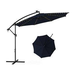 Sonnenschirm 303 cm, Ampelschirm 112 led Solar mit Kurbel & Metallgestell, Gartenschirm Neigungswinkel höhenverstellbar, Marktschirm Strandschirm,