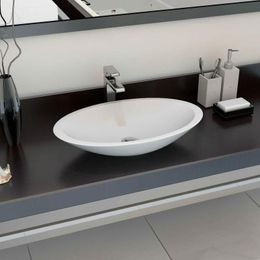 MAISONCHIC Waschbecken Aufsatzwaschtisch Waschschale für Badezimmer 59,3 x 35,1 x 10,7 cm Mineralguss/Marmorguss Weiß DE97948