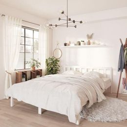 MAISONCHIC Doppelbett Bett für Schlafzimmer Massivholzbett Weiß Kiefer 140x190 cm DE57343