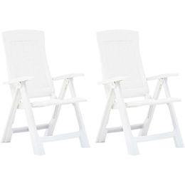 MAISONCHIC 2er Set Gartenstühle Gartensessel Verstellbare Stühle für Garten Terrasse Balkon Kunststoff Weiß DE94175