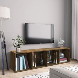 MAISONCHIC - Bücherregal Küchenregal TV-Lowboard Regal für Wohnzimmer Büro und Flur Räuchereiche 143x30x36 cm Holzwerkstoff DE64471 - Braun