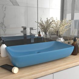 MAISONCHIC Luxus-Waschbecken Aufsatzwaschtisch Waschschale für Badezimmer Rechteckig Matt Hellblau 71x38 cm Keramik DE77824