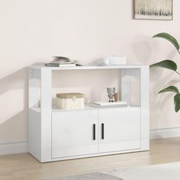 MAISONCHIC - Sideboard Kommode für Wohnzimmer Küche Hochglanz-Weiß 80x30x60 cm Holzwerkstoff DE76021
