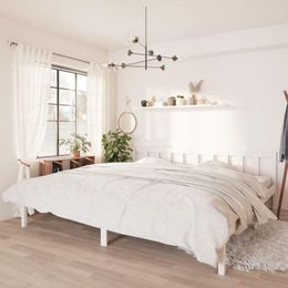 MAISONCHIC Doppelbett Bett für Schlafzimmer Massivholzbett Weiß Kiefer 200x200 cm DE54342