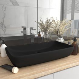 MAISONCHIC Luxus-Waschbecken Aufsatzwaschtisch Waschschale für Badezimmer Rechteckig Matt Schwarz 71x38 cm Keramik DE88347