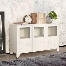 MAISONCHIC Sideboard Kommode für Wohnzimmer Küche Weiß 105x35x62 cm Metall und Glas DE15697