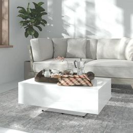MAISONCHIC Couchtisch Wohnzimmertisch Sofatisch Hochglanz-Weiß 85x55x31 cm Holzwerkstoff DE68344