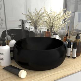 MAISONCHIC Luxuriöses Waschbecken Aufsatzwaschtisch Waschschale für Badezimmer Rund Matt Schwarz 40x15 cm Keramik DE86314