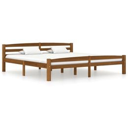 MAISONCHIC Massivholzbett Doppelbett Bett für Schlafzimmer Honigbraun Kiefer 200x200 cm DE13745