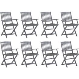 MAISONCHIC 8er Set Gartenstühle Gartensessel Klappbare Stühle für Garten Terrasse Balkon mit Kissen Massivholz Akazie DE84735