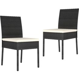 MAISONCHIC 2er Set Gartenstühle Esszimmerstühle Stühle für Balkon Garten Terrasse Poly Rattan Schwarz DE43867