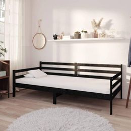 MAISONCHIC Tagesbett Einzelbett Bett für Schlafzimmer Schwarz Kiefer Massivholz 90x200 cm DE47103