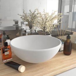 MAISONCHIC Luxus-Waschbecken Aufsatzwaschtisch Waschschale für Badezimmer Rund Matt Weiß 32,5x14 cm Keramik DE66123