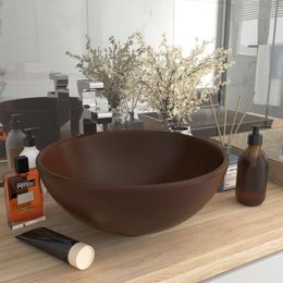 MAISONCHIC Luxus-Waschbecken Aufsatzwaschtisch Waschschale für Badezimmer Rund Matt Dunkelbraun 32,5x14 cm Keramik DE17721
