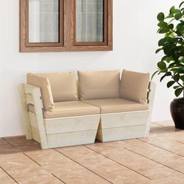 MAISONCHIC Garten-Palettensofa 2-Sitzer Gartensofa Loungesofa Sitzgruppe mit Kissen Fichtenholz DE90197