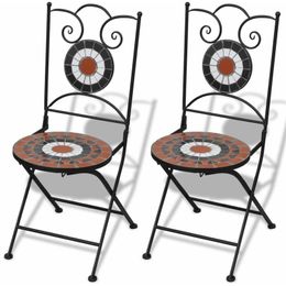 MAISONCHIC 2er Set Bistrostühle Klappbar Gartenstühle Stühle für Garten Terrasse Balkon Keramik Terrakottafarben und Weiß DE11611