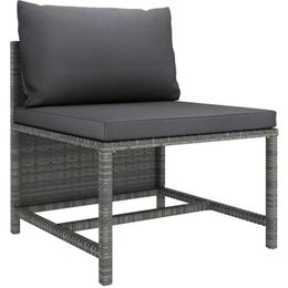 MAISONCHIC Modulares Mittelsofa Gartensofa Loungesofa mit Kissen Grau Poly Rattan DE92488