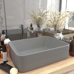 MAISONCHIC Luxus-Waschbecken Aufsatzwaschtisch Waschschale für Badezimmer Matt Hellgrau 41x30x12 cm Keramik DE82678
