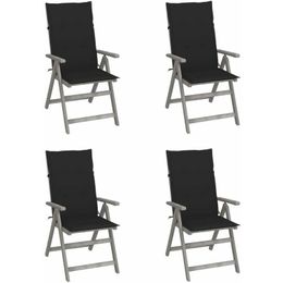 MAISONCHIC 4er Set Gartenstühle Gartensessel Verstellbare Stühle für Garten Terrasse Balkon mit Auflagen Massivholz Akazie DE80426