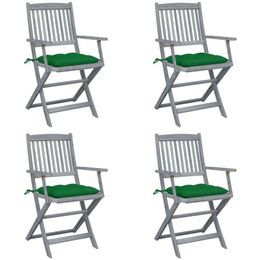 MAISONCHIC - 4er Set Gartenstühle Gartensessel Klappbare Stühle für Garten Terrasse Balkon mit Kissen Massivholz Akazie DE72369