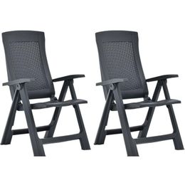 MAISONCHIC 2er Set Gartenstühle Gartensessel Verstellbare Stühle für Garten Terrasse Balkon Kunststoff Anthrazit DE33285