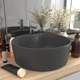 MAISONCHIC Luxus-Waschbecken Aufsatzwaschtisch Waschschale für Badezimmer mit Überlauf Matt Dunkelgrau 36x13 cm Keramik DE72644