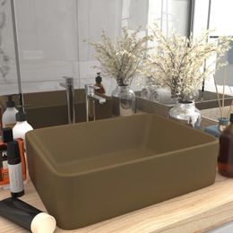 MAISONCHIC Luxus-Waschbecken Aufsatzwaschtisch Waschschale für Badezimmer Matt Creme 41x30x12 cm Keramik DE41416