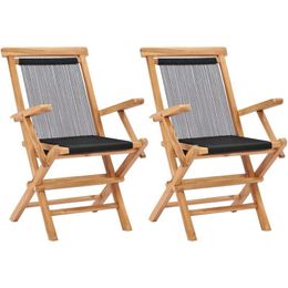 MAISONCHIC 2er Set Gartenstühle Gartensessel Klappbare Stühle für Garten Terrasse Balkon Massivholz Teak und Seil DE14359