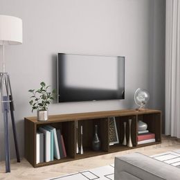 MAISONCHIC - Bücherregal Küchenregal TV-Lowboard Regal für Wohnzimmer Büro und Flur Braun Eiche 143x30x36 cm Holzwerkstoff DE24829 - Braun