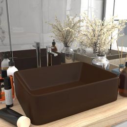 MAISONCHIC Luxus-Waschbecken Aufsatzwaschtisch Waschschale für Badezimmer Matt Dunkelbraun 41x30x12 cm Keramik DE84450