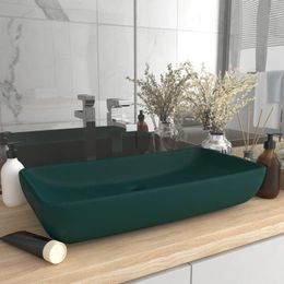 MAISONCHIC - Luxus-Waschbecken Aufsatzwaschtisch Waschschale für Badezimmer Rechteckig Matt Dunkelgrün 71x38 cm Keramik DE90869