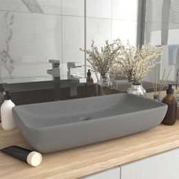 MAISONCHIC Luxus-Waschbecken Aufsatzwaschtisch Waschschale für Badezimmer Rechteckig Matt Hellgrau 71x38 cm Keramik DE38959