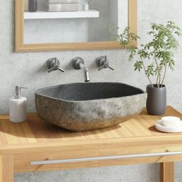 MAISONCHIC Waschbecken Aufsatzwaschtisch Waschschale für Badezimmer Flussstein Oval 45-53 cm DE66816