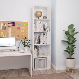 MAISONCHIC Bücherregal Küchenregal Regal für Wohnzimmer Büro und Flur Hochglanz-Weiß 45x24x159cm Holzwerkstoff DE79403