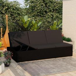 MAISONCHIC Gartenliege Sonnenliege Relaxliege für Garten, Balkon und Terrrasse mit Auflage Poly Rattan Schwarz DE57200