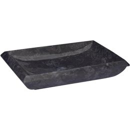 MAISONCHIC Waschbecken Aufsatzwaschtisch Waschschale für Badezimmer Schwarz 50x35x10 cm Marmor DE43893