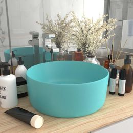 MAISONCHIC Luxuriöses Waschbecken Aufsatzwaschtisch Waschschale für Badezimmer Rund Matt Hellgrün 40x15 cm Keramik DE88403
