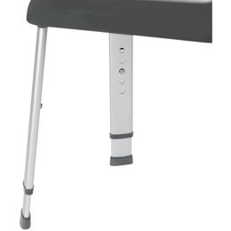 Wenko Badhocker mit Arm- und Rückenlehne Secura Premium, bis 130 kg Tragkraft, Grau, Polypropylen anthrazit, Aluminium aluminium, Kunststoff (tpe)