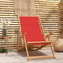 MAISONCHIC Strandstuhl Liegestuhl Klappbar Gartenliege für Garten, Balkon und Terrrasse Massivholz Teak Rot DE57215