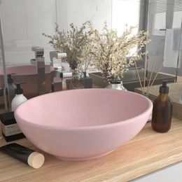 MAISONCHIC Luxuriöses Ovales Waschbecken Aufsatzwaschtisch Waschschale für Badezimmer Matt Rosa 40x33 cm Keramik DE22090