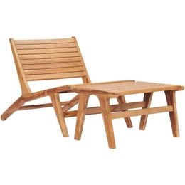 MAISONCHIC Gartenstuhl Gartensessel Stuhl für Garten Terrasse Balkon mit Fußablage Massivholz Teak DE65302