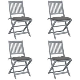MAISONCHIC - 4er Set Gartenstühle Gartensessel Klappbare Stühle für Garten Terrasse Balkon mit Kissen Massivholz Akazie DE93743