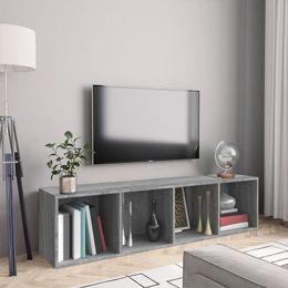 MAISONCHIC Bücherregal Küchenregal TV-Lowboard Regal für Wohnzimmer Büro und Flur Grau Sonoma 143x30x36 cm Holzwerkstoff DE29915