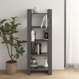 MAISONCHIC Bücherregal Küchenregal Regal für Wohnzimmer Büro und Flur Grau 60x35x160 cm Massivholz DE91645