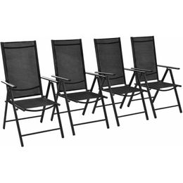 MAISONCHIC 4er Set Gartenstühle Gartensessel Klappbar Stühle für Garten Terrasse Balkon Aluminium und Textilene Schwarz DE62576