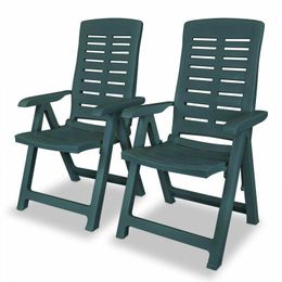 MAISONCHIC 2er Set Gartenstühle Gartensessel Verstellbare Stühle für Garten Terrasse Balkon Kunststoff Grün DE37432