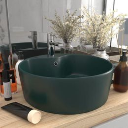 MAISONCHIC Luxus-Waschbecken Aufsatzwaschtisch Waschschale für Badezimmer mit Überlauf Matt Dunkelgrün 36x13 cm Keramik DE77232