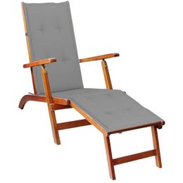 MAISONCHIC - Gartenliege Liegestuhl Relaxliege für Garten, Balkon und Terrrasse mit Fußstütze und Auflage Akazie Massivholz DE14062